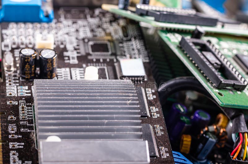 Electronic Circuit and Cooling Fin at Computer Video Card, Stack with ...