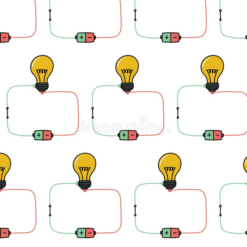 Electrical Circuit Lamp Doodle Icon, Vector Illustration Stock ...