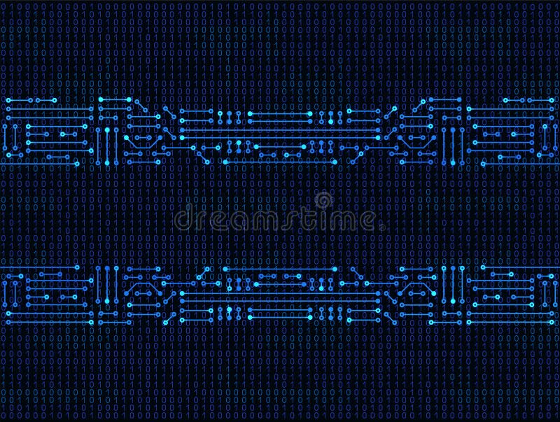 Electronic Circuit Frame on Binary Code Background. High Tech Concept ...