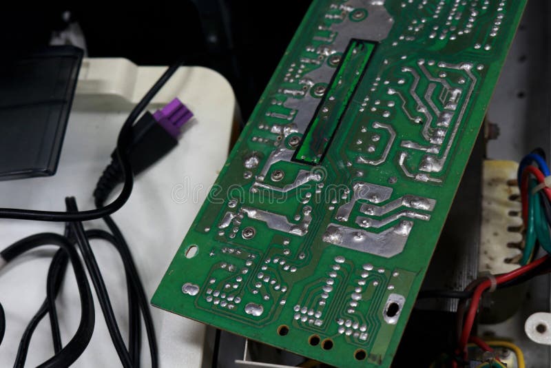 The Electronic Circuit or Green Pcb Stock Photo - Image of machine ...