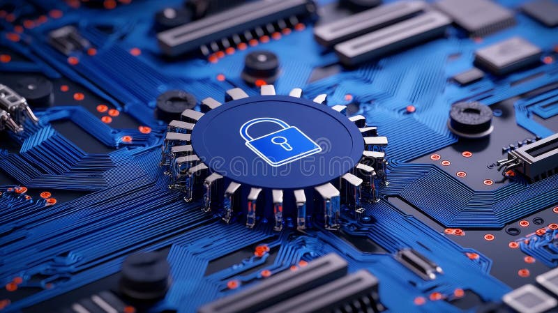 An Electronic Circuit with a Horizontal Lock Illuminated by a Blue ...