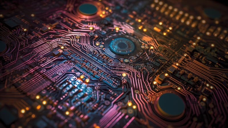 Electronic Circuit Intricate Pathways, Microcomponents, Aesthetics ...