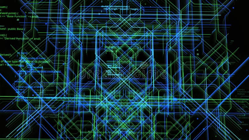 Electronic Circuit Lines. Motion. Animation of Three-dimensional Moving ...