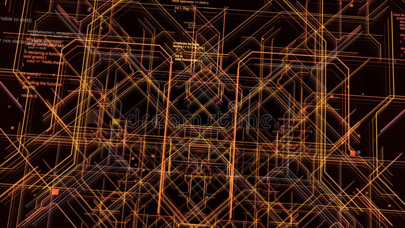 Electronic Circuit Lines. Motion. Animation of Three-dimensional Moving ...