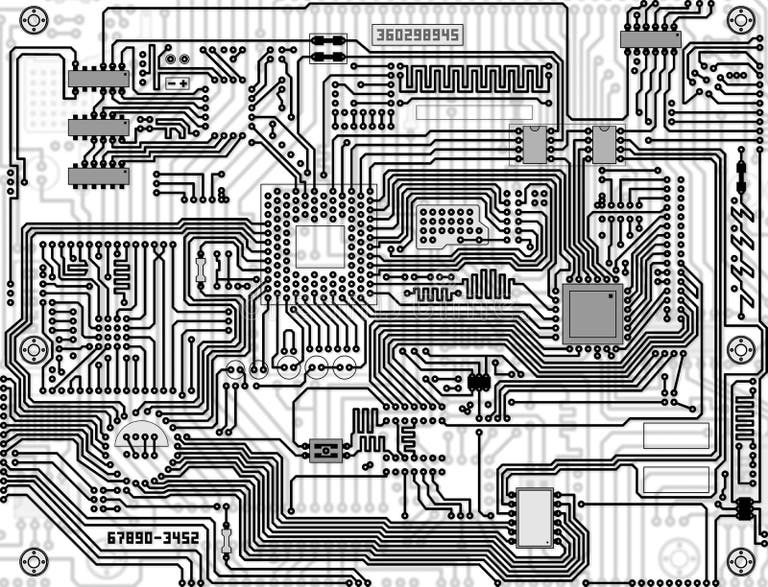 Circuit Board Electronic Monochrome Background Stock Illustrations ...