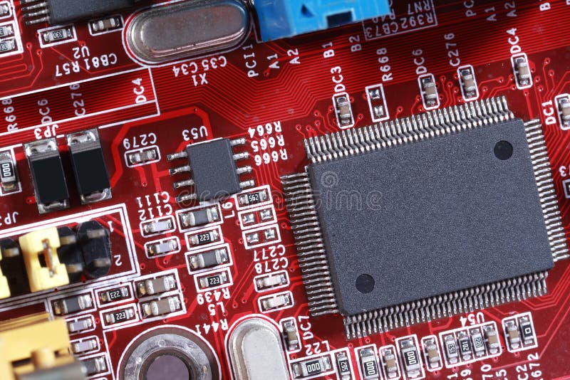 Electronic Circuit Red Board with Processor Stock Image - Image of ...