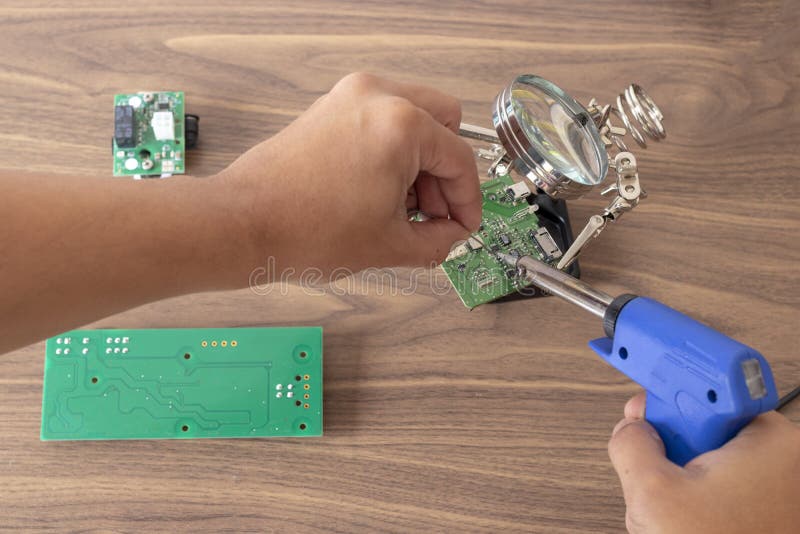 Electronic circuit repair stock image. Image of electronic - 127292371