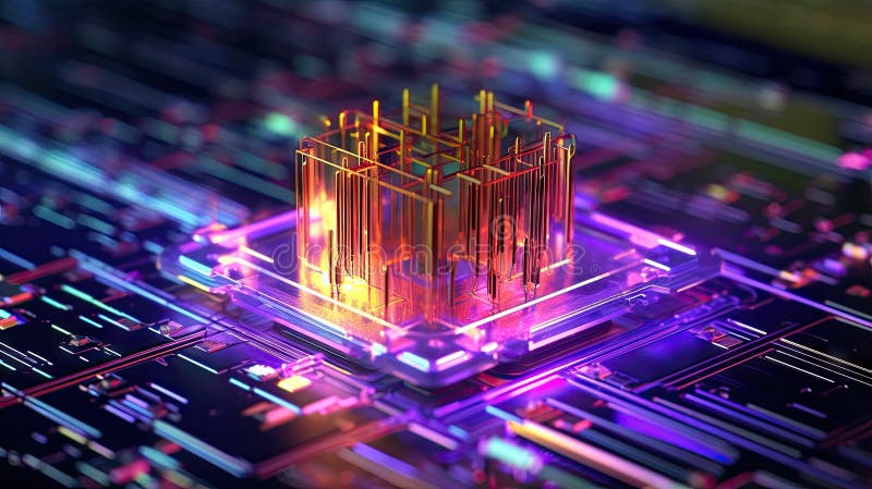 An Illustration of a Processor on a Circuit Board Stock Illustration ...
