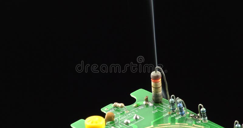 Electronic Circuit Shorted on Resistor on PCB Stock Video - Video of ...