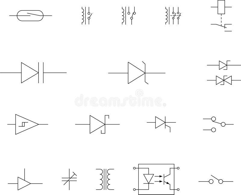 Electronic Circuit Symbols. Graphic Symbols for Electrical Components ...