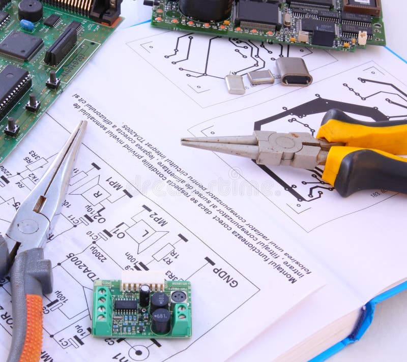 Electronic Circuit and Tools Stock Image - Image of electrical ...
