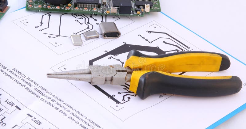 Electronic Circuit and Tools Stock Image - Image of technical, diagram ...