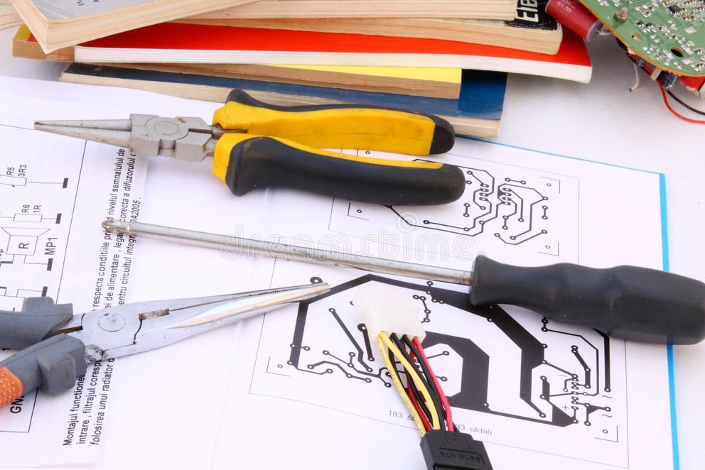 Electronic Circuit and Tools Stock Photo - Image of schematic ...