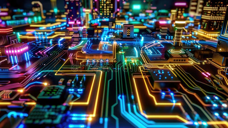 Electronic Circuitry Forms Dynamic Background. Ai Generated Stock ...