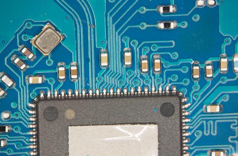 Electronic Circuits in Blue and Green Stock Photo - Image of tracks ...