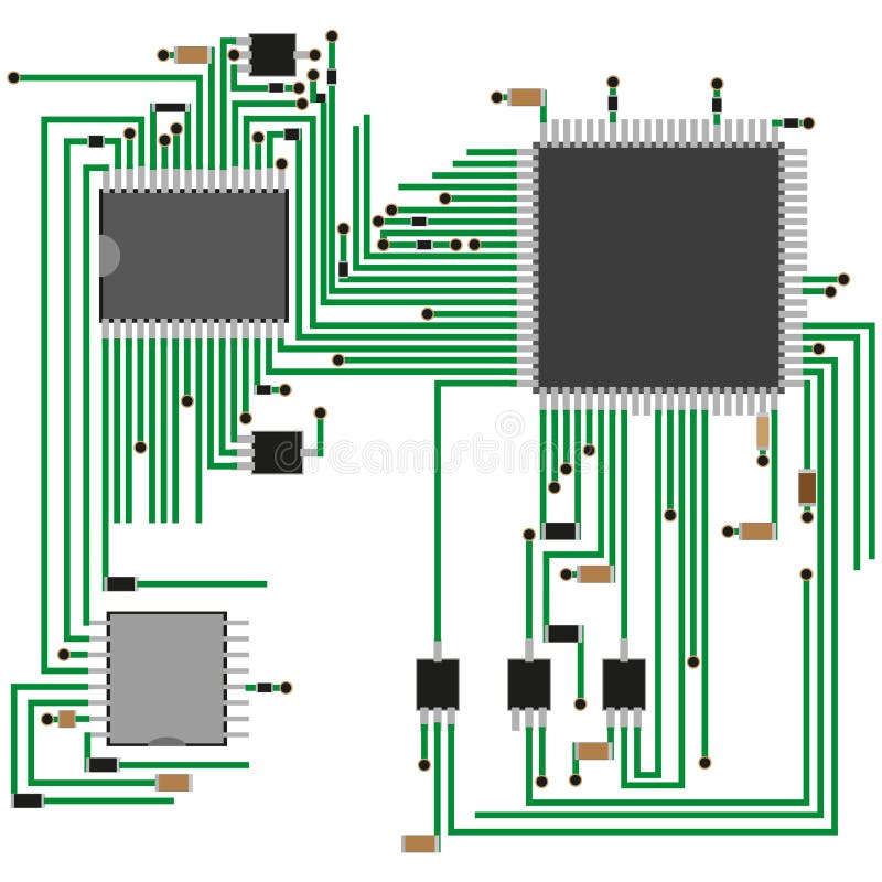 The Electronic Circuits on the Board . Electronics Technology. Vector ...