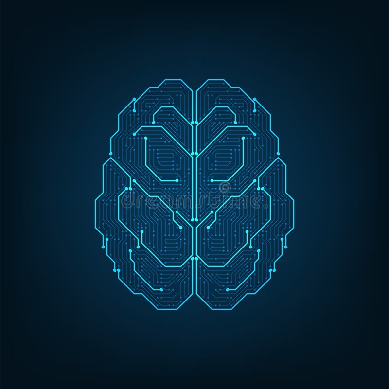 Electronic Circuits in the Brain Pattern Viewed from Above. Stock ...