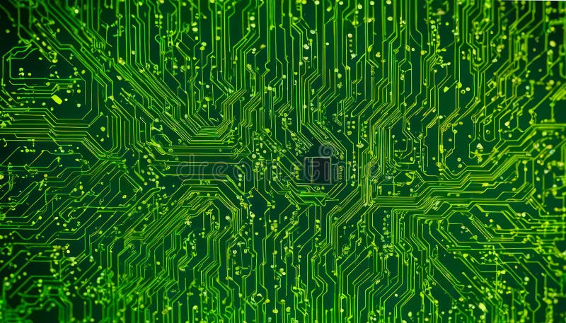 Electronic Circuits and Data Transmission,in Bright Green ...