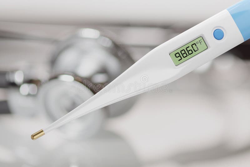 Electronic Clinical Thermometer with Normal Human Body-temperature. 3D ...