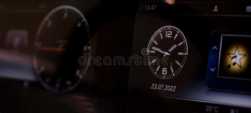 Electronic Clock on the Dashboard Stock Image - Image of comfortable ...