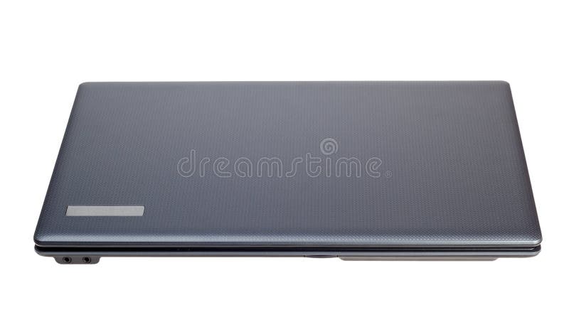 Closed Modern, New Laptop on White Background, Front View Stock Photo ...