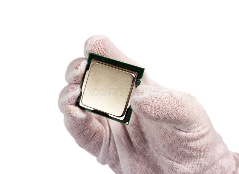 Electronic Collection - Hand Holding a CPU Isolated on White Background ...