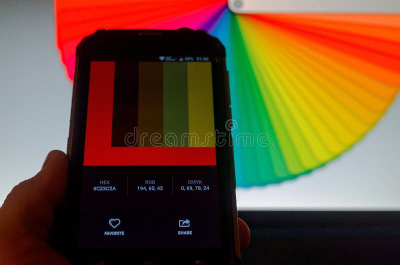 Electronic Color Palettes between a Smartphone and a Laptop. Stock ...