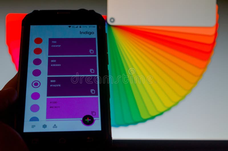 Electronic Color Palettes between a Smartphone and a Laptop. Editorial ...