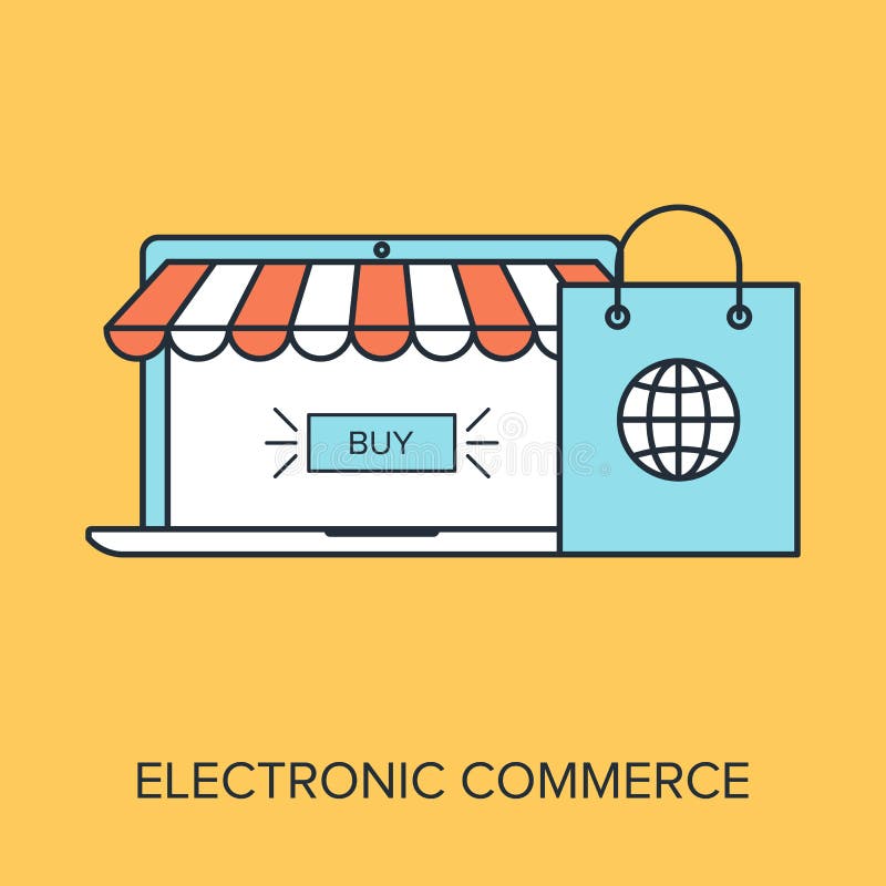 Electronic Commerce Buy and Sell Cartoon Banner Stock Vector ...