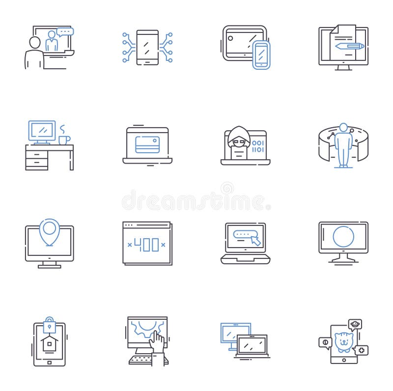 Electronic Communication Line Icons Collection. Texting, Emails ...