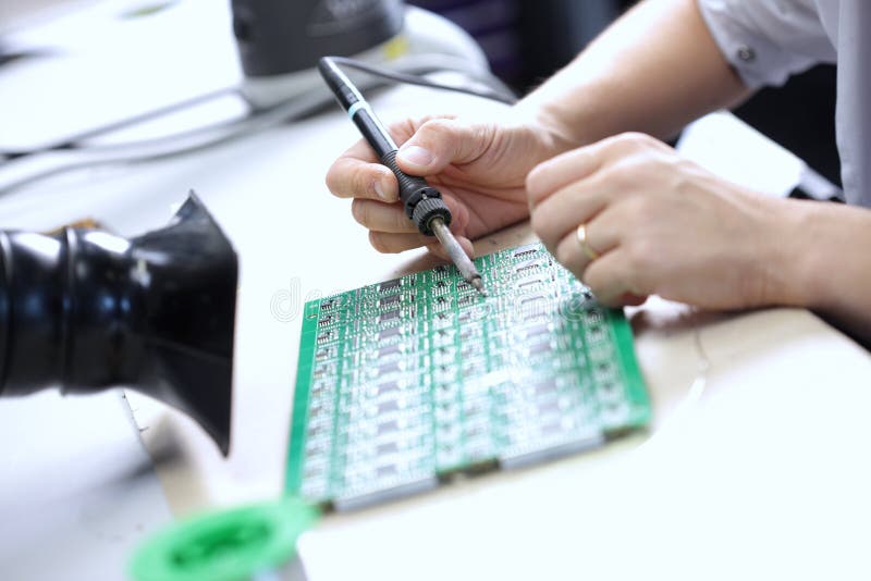 Manual Assembly Of Electronic Components Stock Image - Image of ...
