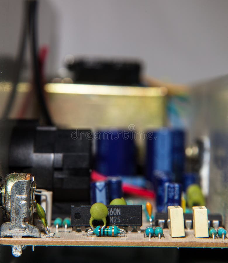 Components of an Electronic Circuit on a Motherboard Stock Photo ...