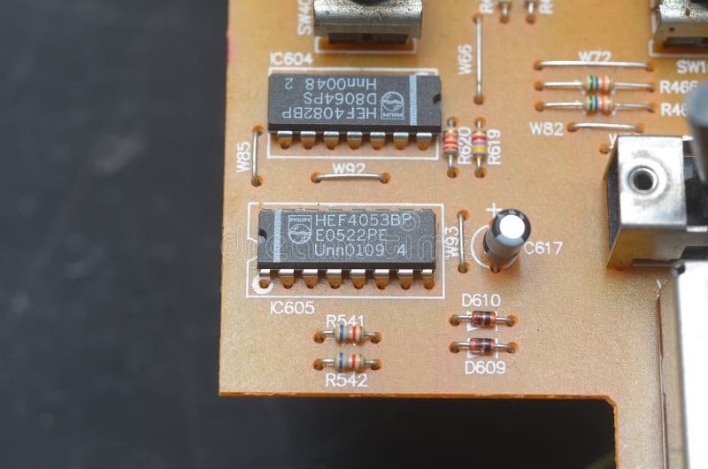 Electronic Components Close-up of Circuit Board Details Stock Photo ...