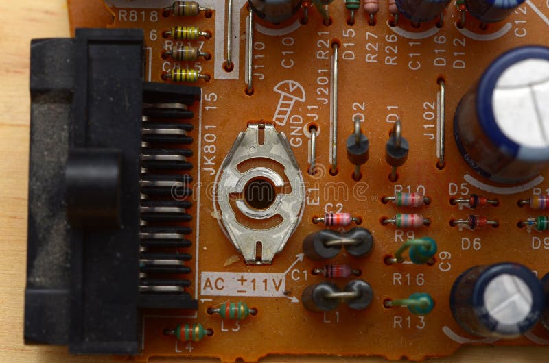 Electronic Components Close-up Details Circuit Board Parts Stock Photo ...