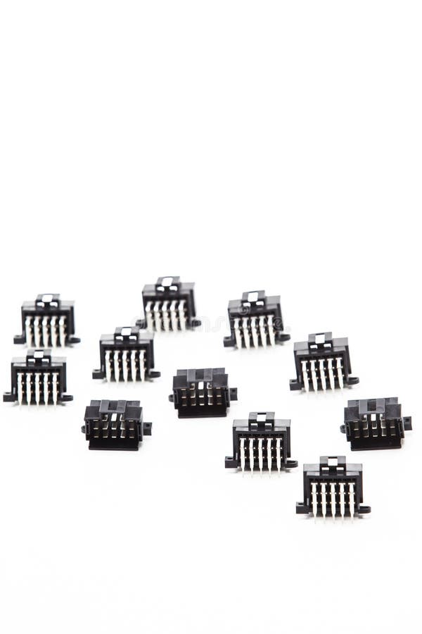 Electronic Components Concepts. Closeup of Rows of Short Angular PCB ...