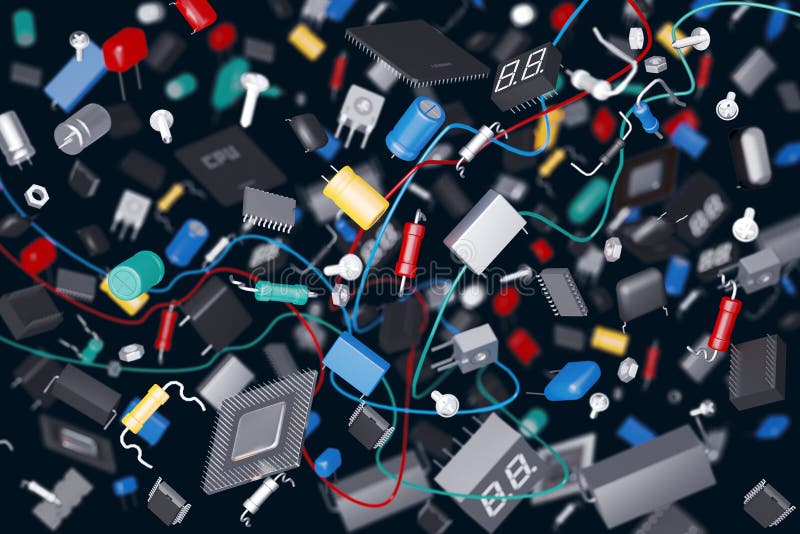 Electronic Components Color Seamless Illustrations Stock Vector ...