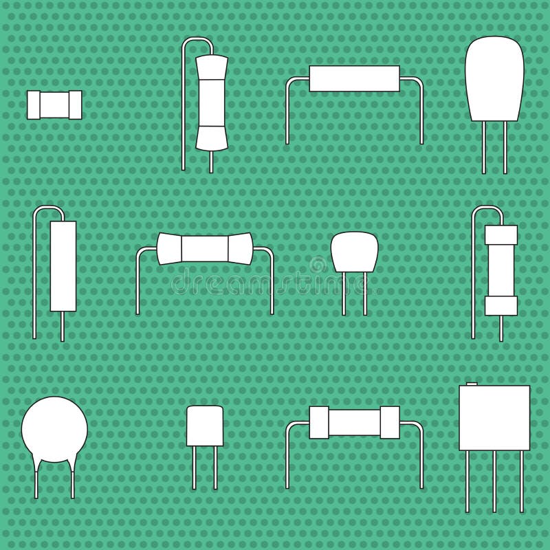 Electronic Components Icons Set Resistors. Stock Vector - Illustration ...
