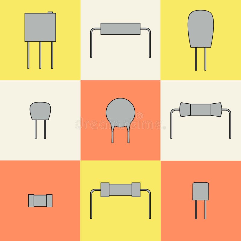 Vector Electronic Components Icons Set Stock Vector - Illustration of ...