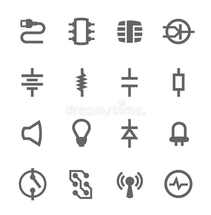Vector Electronic Components Icons Set Stock Vector - Illustration of ...