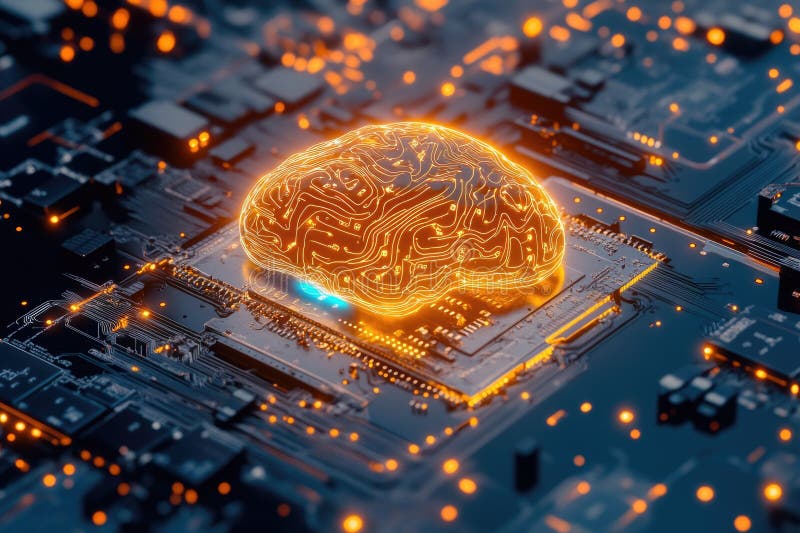 Electronic Components and a Lit-up Brain Chip, Great for Tech-related ...