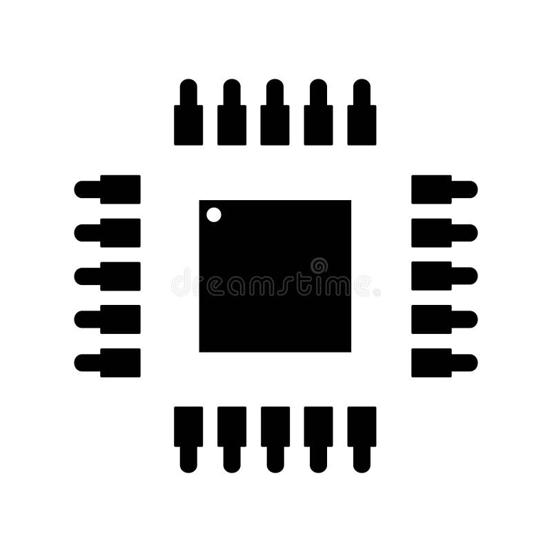 Electronic Components and Microchip Icon Vector Drawing Stock Vector ...