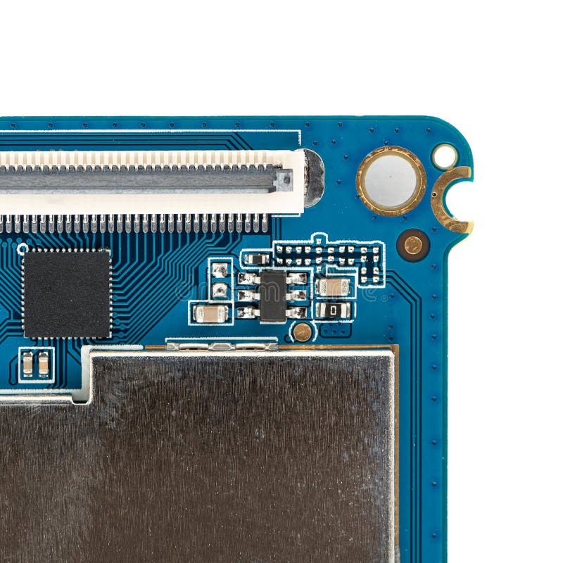 Electronic Components of a Microcircuit and Other Details on a Blue ...