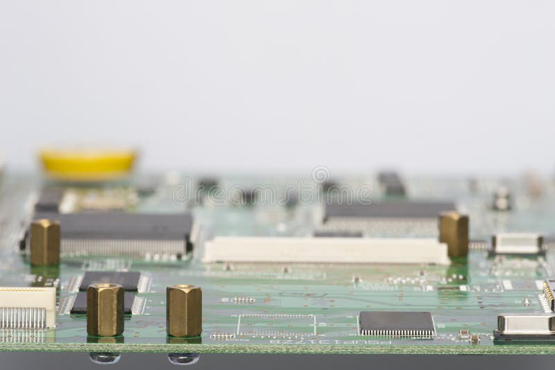 Electronic Components are Mounted on the Device Board Chips Diodes ...