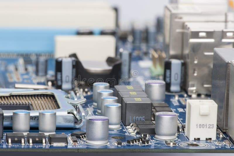 Electronic Components are Mounted on the Device Board Stock Photo ...