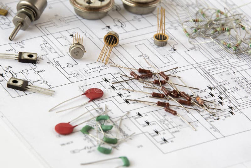 Electronic components stock image. Image of transistors - 55103215