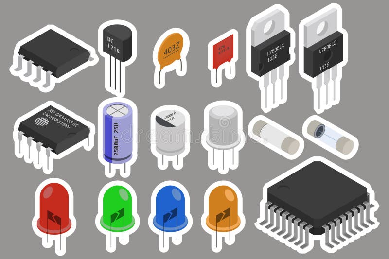 Electronic Components Stickers Stock Vector - Illustration of industry ...