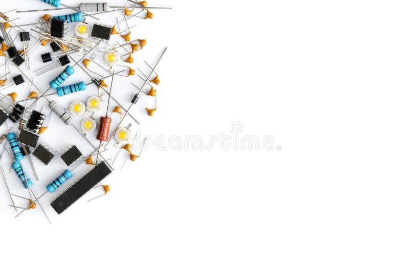 Electronic Components on White Background Stock Image - Image of ...