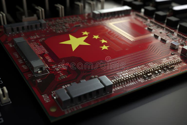 Electronic Computer Board with Technological Chip with China Flag ...