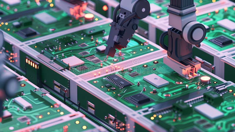 Electronic Computer Hardware Components on a Circuit Board. Industrial ...