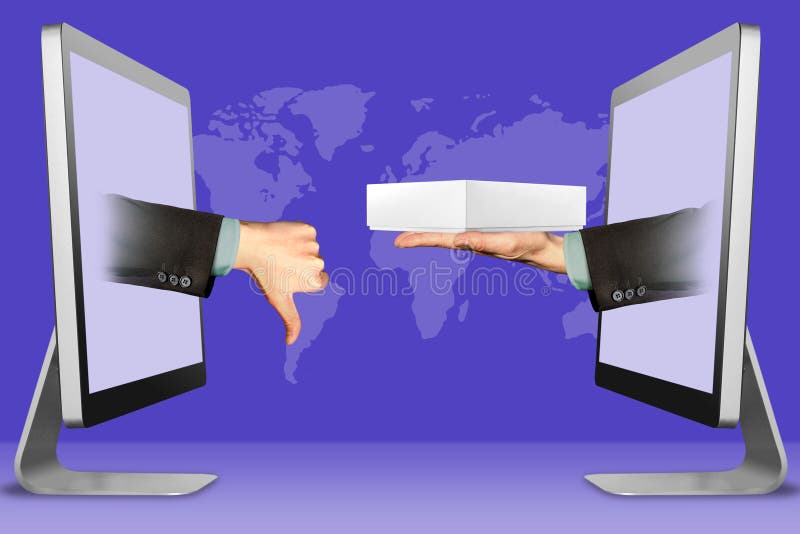 Computer Concept, Two Hands from Laptops. Thumbs Down, Dislike and Hand ...